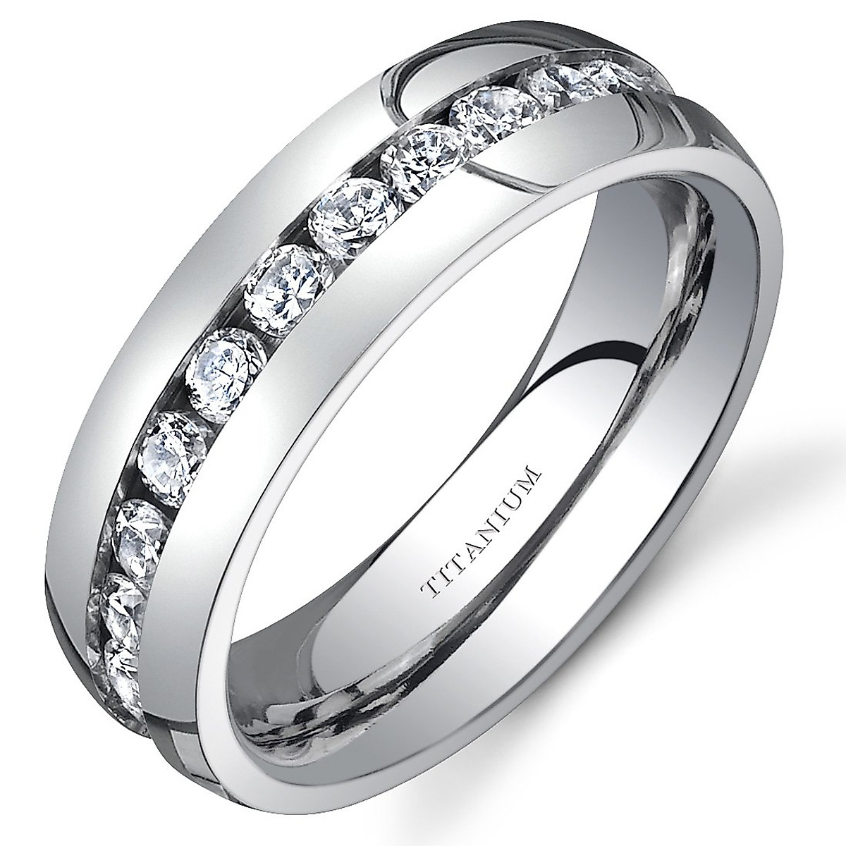PEORA Titanium Womens 6 mm Eternity Band with Cubic Zirconia Size 5.5