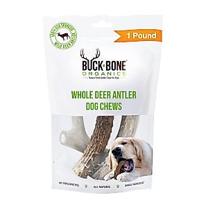 Buck Bone Organics Dog Chews, Deer Antlers for Dogs, Long Lasting Dog Bones for Aggressive Chewers, All Natural, No Preservatives, Wild Shed in The USA, Med/Large