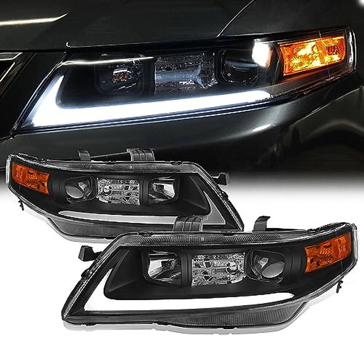 HH Building 2pcs Headlight Front Left Right Side Clear Lens Black Housing LED Bar Projector Headlights 33101SECA12 AC2519106 9_P1ATS04BK