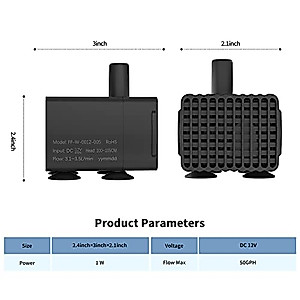 ERAARK Replaced Ultra Quiet 50GPH Water Pump 190 L/H 1W for ERAARK Aquarium Smart Fish Tank