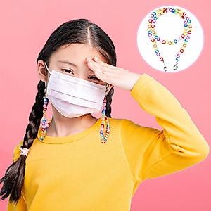 MTLEE 6 Pieces Kids Mask Lanyard Cute Beaded Glasses Chain Mask Necklace Holder with 12 Eyeglasses Chain Ends for Women Girls for Students School Present (Cute Style)
