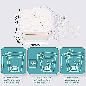 Ultrasonic Turbo Washing Machine, Mini Portable Washing Machine, Sink Washing Machine for Dorm Home Travel, 30 Minute Timer, USB Powered (White)
