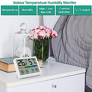 Searon Indoor Thermometer Hygrometer Humidity Meter, Room Temperature Humidity Monitor Gauge, High/Low Temperature Humidity Display,˚F/℃ Switch,Comfort Scale - 3.45 X 2.6 X 0.52 Inches (1 Pack)