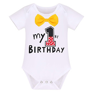 Mouse 1st First Birthday Cake Smash Photo Props Outfit Baby Boy Romper Suspenders Legging Pants Headband Halloween Mouse Themed Party Supplies Gentleman Suits White - My 1st Birthday Long 12-18 Months