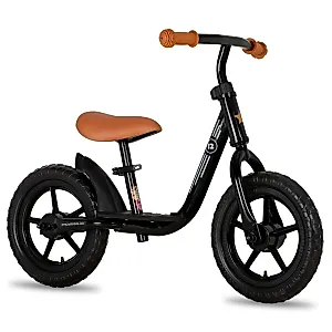 JOYSTAR 10 Inch Toddler Balance Bike 2 Year Old Push Bicycle with Footrest Glider Bikes Toddler Bike No Pedal Bicycle for Baby Birthday Gifts for 2-4 Boys Black