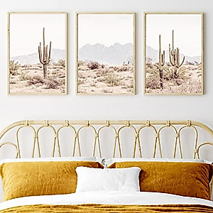 Sonoran Desert Landscape Wall Art Cactus Wall Art Decor Saguaro Cactus Pictures Wall Art Cactus Canvas Prints Cactus Artwork Cactus for Wall Cactus Painting for Home Room Decor 16x24x3 Inch Unframed
