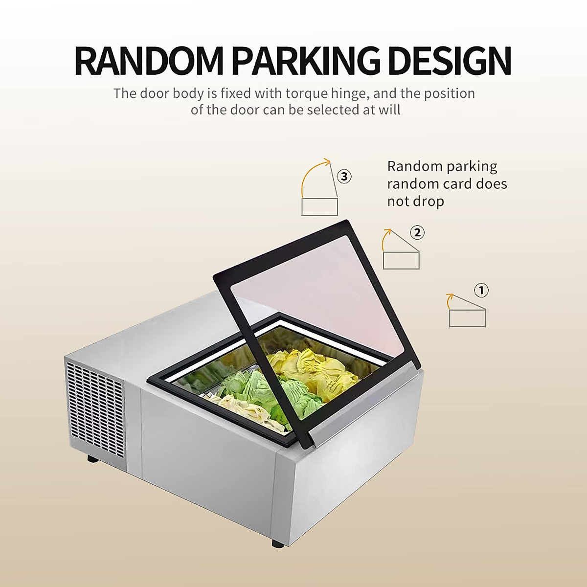 Mvckyi Commercial Display Refrigerator, Countertop 3 1/3GN PAN Hard Ice Cream Dipping Cabinet Chest Refrigerated, White Gelato Ice Cream Freezer Display Refrigerators with LED Lighting