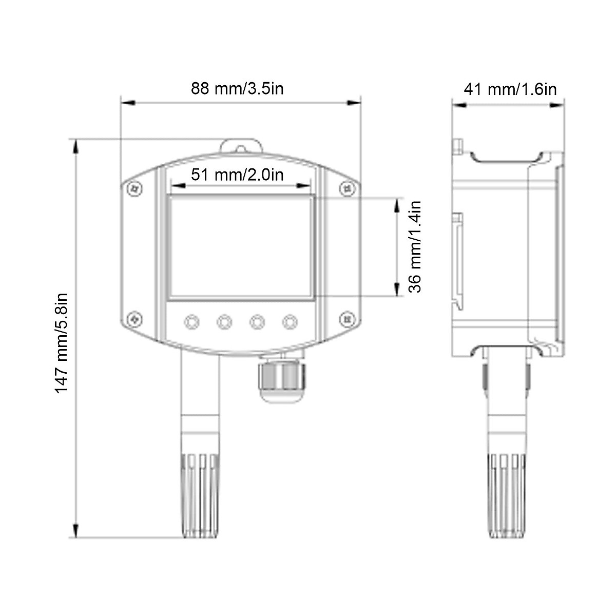 Zerodis Temperature Sensor Humidity Transmitter Wall Mount LCD Display Temperature and Humidity Sensor 4‑20mA for Green House Machine Equipment