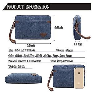 Canvas Smartphone Wristlets Bag Clutch Bag Wallet Purse Zipper Pouch Handbag Coffee