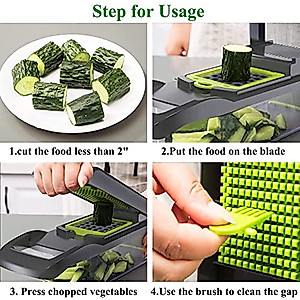 12 in 1 Vegetable Chopper, Heavy Duty Mandoline Slicer Potato Onion Chopper Food Chopper Veggie Chopper with Vegetable Peeler, Hand Guard and Container (Black)