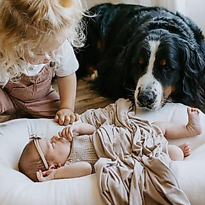 Ali+Oli Ultra-Soft Headband Bow Set Baby Girls- Handmade Baby Girl Headbands with Bows- Stretchy Nylon Hairbands for Newborn, Infant or Toddler- Baby Bow Headbands- Baby Accessories- Set of 3, Morning