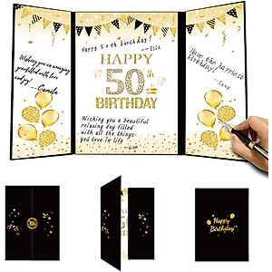 Black Gold 50th Birthday Guest Book Alternative Happy 50th Birthday Signature Certificate 50 Years Old Signature Guest Book Great 50th Birthday Gifts 50th Birthday Party Supplies for Men Women