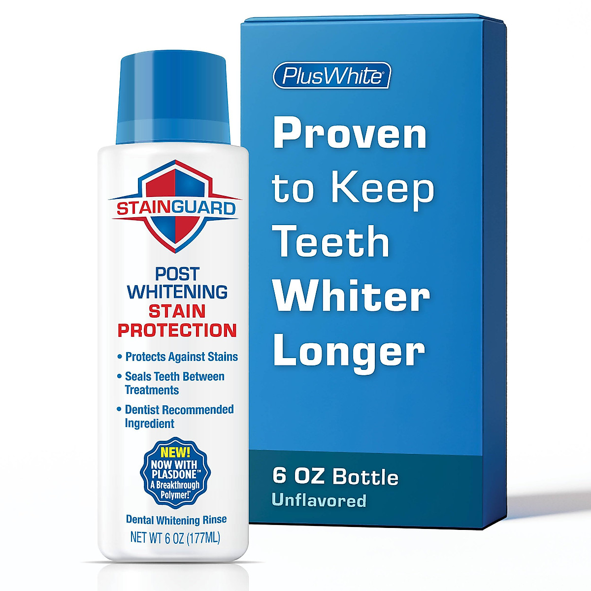 Plus White Post Whitening Stain Rinse - Protects Against Smoking, Wine, & Coffee - Dentist Recommended Whitening Teeth Rinse (6 oz, Pack of 1)