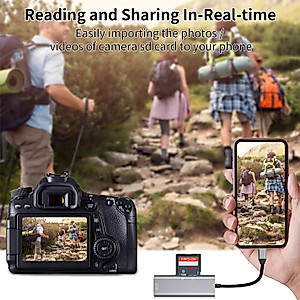 SD Card Reader, USB C to SD, Micro SD Memory Card Reader, Type C to SD Card Reader Adapter for MacBook Camera Android Windows Linux and Other Type C Device-Space Grey