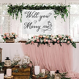 Will You Marry Me Tapestry Marry Me Sign Will You Marry Me Banner Wall Hanging Hand Lettering Engagement Decorations for Wedding Proposal Party Decor Bedroom Living Room Wall Backdrop 59.1 x 51.2 Inch