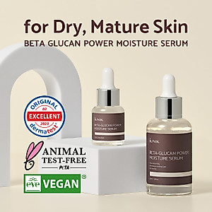 IUNIK Beta-Glucan Power Deep Moisture Vegan Serum 400,000 ppm Intense Hydration Mushroom Yeast Extracts Naturally-derived - Dry Mature Sagging Sensitive Skin Cell Regenerating Lifting Korean Skincare