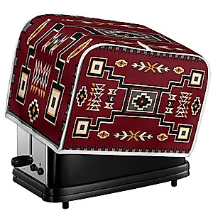 Salabomia Aztec Bread Toaster Cover 4 Slice Red, Washable Bread Toaster Oven Dustproof Cover, Small Decorative Bread Maker Cover, Anti Fingerprint Toaster Covers