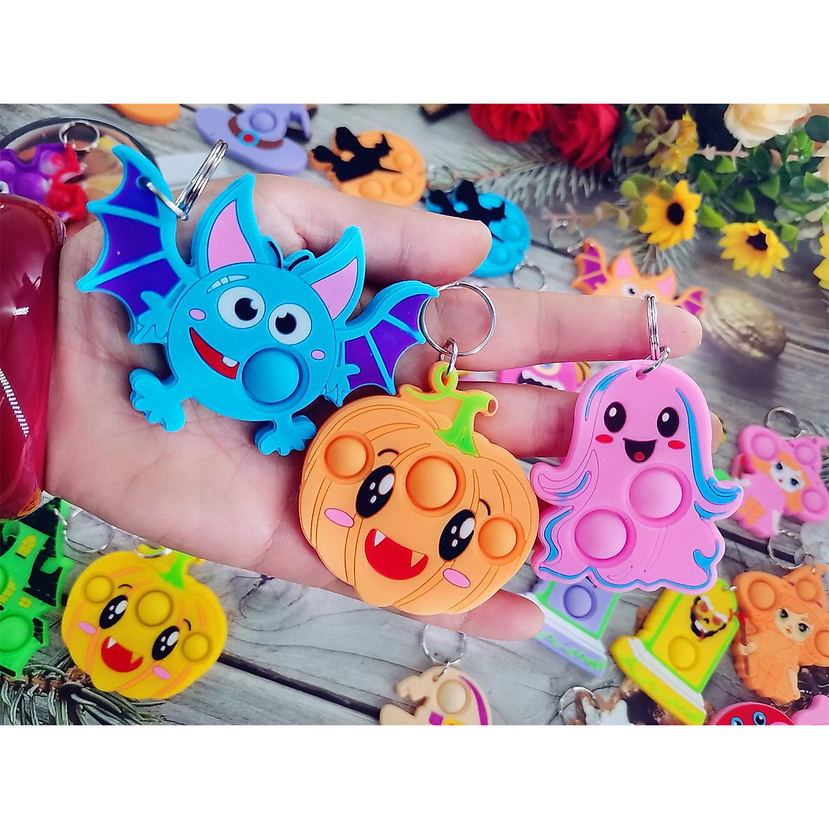 Roaqua Bulk 30 Packs Push Fidget Bubble Mini Pop Fidget for Teens and Kids,Small Birthday Halloween Party Favors Supplies and Classroom Student Prizes Gifts