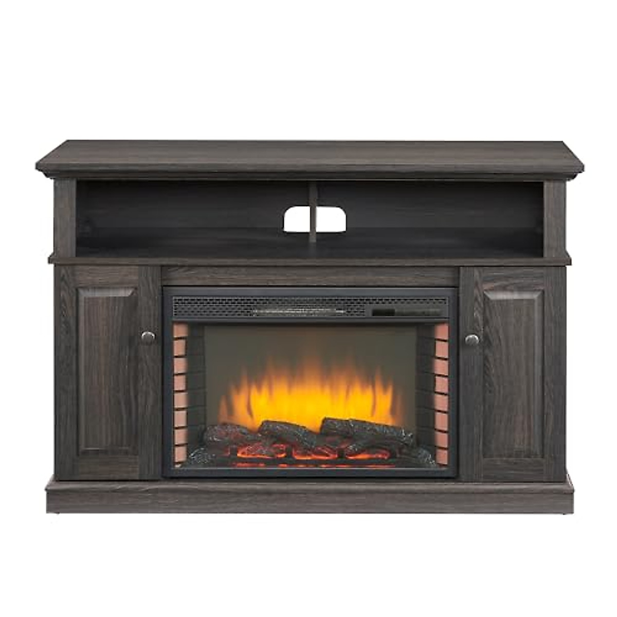 48" Fireplace TV Stand for up to 55" TV, Entertainment Center with 28" Fireplace, Media Console Cabinets Adjustable Shelves, Retro Traditional Style for Living Room