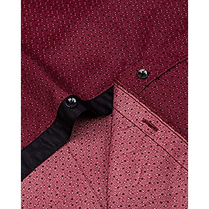 J.VER Men's Casual Long Sleeve Dress Shirt Print Business Button Down Shirts Burgundy 3X-Large