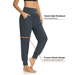 DIBAOLONG Womens Yoga Joggers Loose Workout Sweat Pants Comfy Lounge Pants with Pockets Deep Gray M