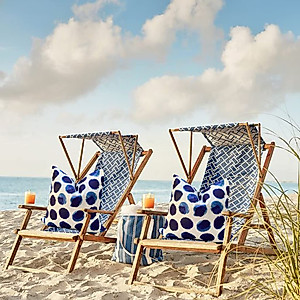 Pack of 2 Outdoor Blue Dots Waterproof Throw Pillow Covers Decorative Double-Sides Pillows Case Square Cotton Cushion Case for Sofa Patio Tent Couch Sunbrella Christmas Home Decoration 18 x 18 Inch