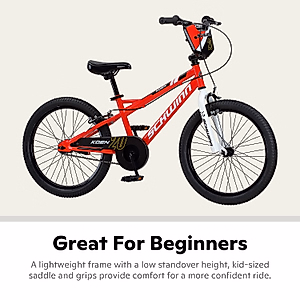 Schwinn Koen & Elm BMX Style Kids Bike in 20-Inch Wheels, With Number Plate, Chain Guard & Kickstand, For Boys & Girls Age 7-13 Year Old, No Training Wheels, Red