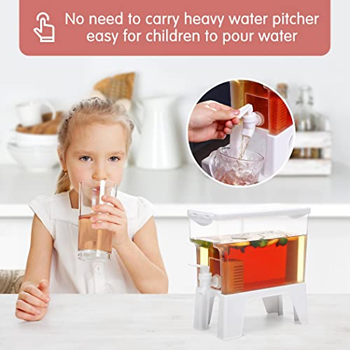 Plastic Drink Dispenser, 0.85 Gallon Beverage Dispenser With Spigot, Iced Juice Lemonade Dispenser, Milk Dispenser For Fridge Gallon, Small Water Dispensers, Liquid Laundry Detergent Dispenser