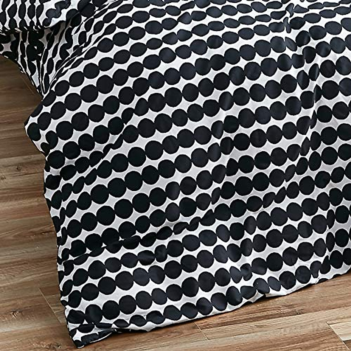 MARIMEKKO - King Duvet Cover Set, Cotton Bedding with Matching Shams & Button Closure, All Season Home Decor (Rasymatto Black, King)