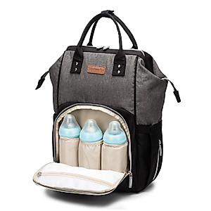 AOCKS Diaper Bag Organizer Insulated Waterproof Travel Backpack Large Capacity for Baby Care,Multi-Function, Stylish and Durable (Black Grey)