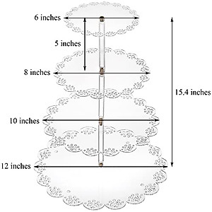 Coloch 4-Tier Acrylic Cupcake Display Stand for 45 Cupcakes, Clear Round Dessert Pastry Tower Stand Cake Stand for Birthday, Wedding, Party, Buffet, Cafe, Bar Decor, 6/8/10/12 Inch