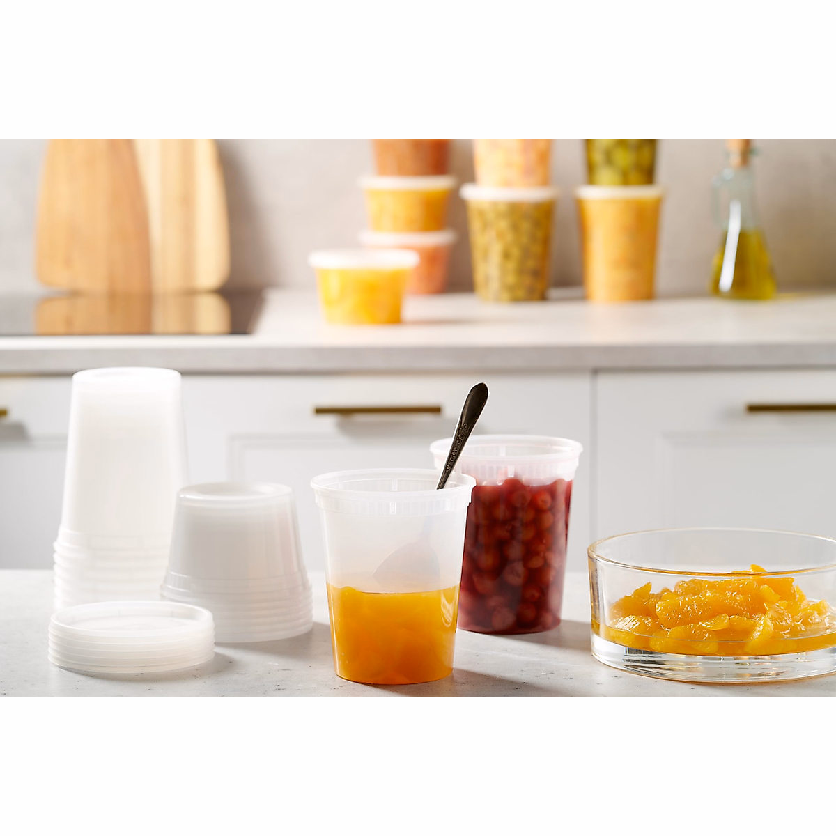 48 Pack Plastic Deli Containers with Lids (16, 32 oz 24 Each) - Food Storage Containers with Lids - Clear Disposable Meal Prep Containers, BPA Free, Stackable, Leakproof, Microwave and Freezer Safe