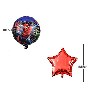 5PCS Spiderman Foil Balloons for Boys Birthday Baby Shower Super HeroTheme Party Decorations