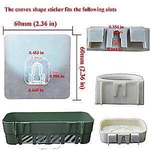 CARURLIFF 6 Pairs Wall Mounted Replacement Sticky Pads for Kitchen Bathroom Shower Caddy Organizer Rack Holder Nail Free Adhesive Hooks (6 Concave and 6 Convex)