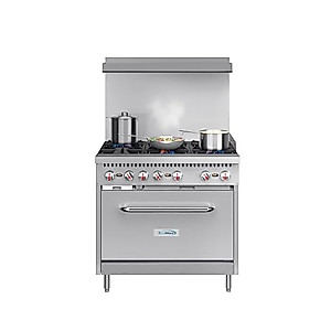KoolMore KM-CR36-LP 36 in. 6 Burner Commercial Liquid Propane Range with Oven