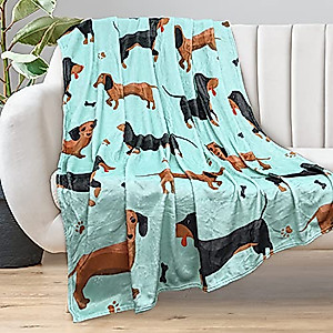 RosieLily Dachshund Blanket Dachshund Throw Blanket Dog Throw Blankets Fleece Dog Blanket for Couch Kids Dog Print Blanket for Adults Kids Warm Fuzzy Throw Blanket for Couch,Sofa,Bedroom(50Wx60L)