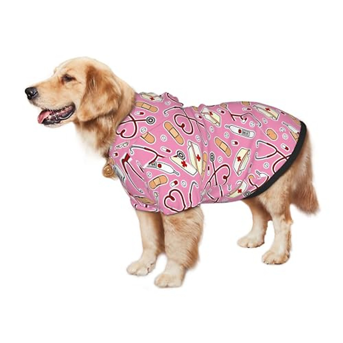 Medical Thermometer Nurse Hat Dog Hoodies for Medium Large Dogs Costume Pet Coat Pullover