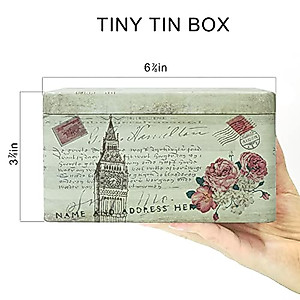 DreamsEden Small Storage Tin Box - Mini Metal Treasure Tea Container Decorative Keepsake Case with Lid for Kids Girls Boys Gifts Home Decorations