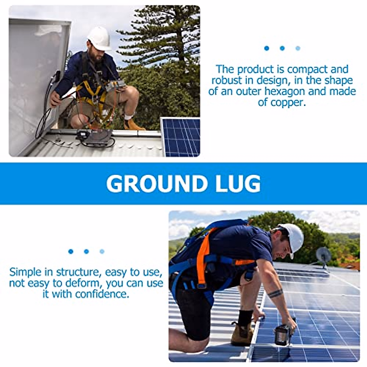 Scicalife 2pcs Solar Panel Grounding Lug Solar Grounding Clip for RV Boat Off Gird Roof Installation Earthing Lug Cable Clamp Wiring Frame Clip Supply