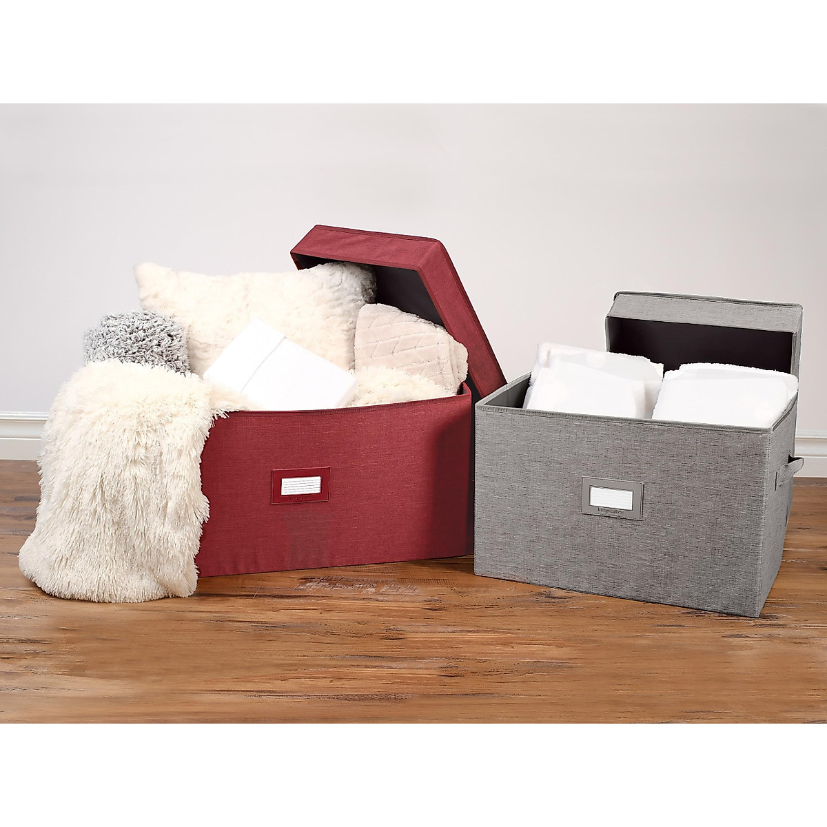 Covermates Keepsakes - Storage Box - Heavy Duty Polyester - Reinforced Handles - ID Window - Indoor Storage - Closet Storage, Red