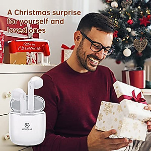 WixGear Bluetooth 5.0 Wireless Earbuds with Charging Case, HD Stereo Sound Earphones, 30H Playtime with Charging Case, IPX5 Waterproof with Built-in Microphone for Work/Travel/Gym