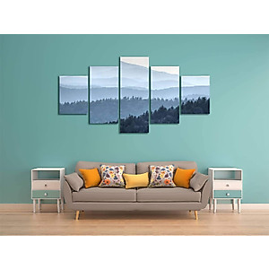 Skipvelo Layers of The Great Smoky Mountains Wall Art Canvas Prints Pictures Paintings Artwork Home Decor Stretched and Framed - 5 Pieces