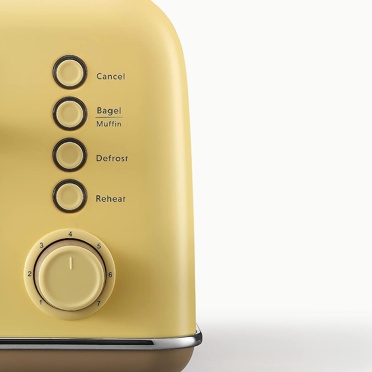 BUYDEEM DT640 4-Slice Toaster, Extra Wide Slots, Retro Stainless Steel with High Lift Lever, Bagel and Muffin Function, Removal Crumb Tray, 7-Shade Settings,Mellow Yellow