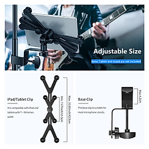 Neewer 7-14 inches Adjustable Tablet Holder Mount with 360 Degree Swivel Clamp for Connecting with Microphone Stand, Compatible with iPad, iPad Pro, iPad Air, Google Nexus Samsung Galaxy