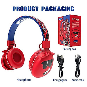 YLFASHION Kids Bluetooth Headphones with Microphone, Cartoon Monsters Wireless Over-Ear Headphones for Boys Girls, Foldable Stereo Headset for Children, School, iPad, Tablet (Steven)