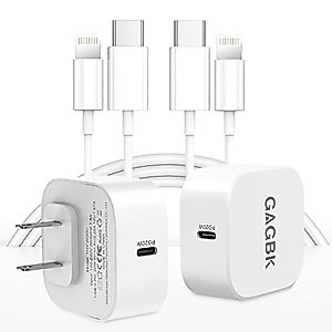 Fast Charger for iPhone, [Apple MFi Certified] 2-Pack 20W PD Fast Charger Fast Charging with Lightning Cable Compatible for iPhone 14/14 Pro/14 Pro Max/14 Plus/13/12/11/Pro/Pro Max/Mini/Xs