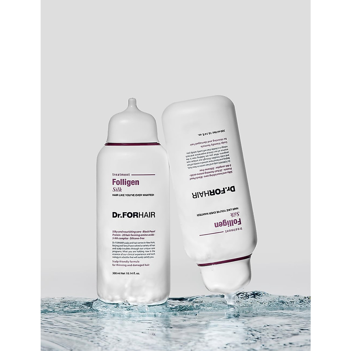 DR.FORHAIR Folligen Silk Treatment 10.14 fl oz 300 ml for Thinning Hair Dry Damaged Cuticles Growth Care Silicone Free