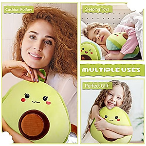 4 Pieces Soft Pillow Stuffed Toy Food Pillows Fruit Plush Pillow Kids' Plush Toy Pillows Fruit Hugging Cushion for Home Bedroom Office Supplies (Avocado)