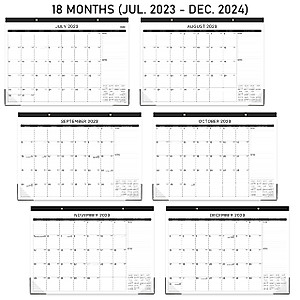 Desk Calendar 2023-2024 - Large Desk Calendar 2023-2024, Jan 2023 - Jun 2024, 17" x 12", Large Ruled Blocks, Desk Calendar with Tear Off Design, 2 Corner Protectors & 2 Hanging Hooks