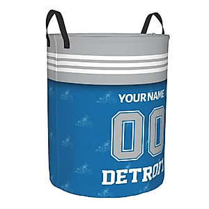 Detroit Laundry Hamper Custom Laundry Hamper with Name Number Personalized Laundry Baskets Collapsible Storage Basket for Bedroom Bathroom Football Fan Gift